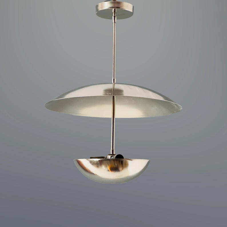 Chrome Double Dome Ceiling Light Fixture: Mid-century Modern Brass ...