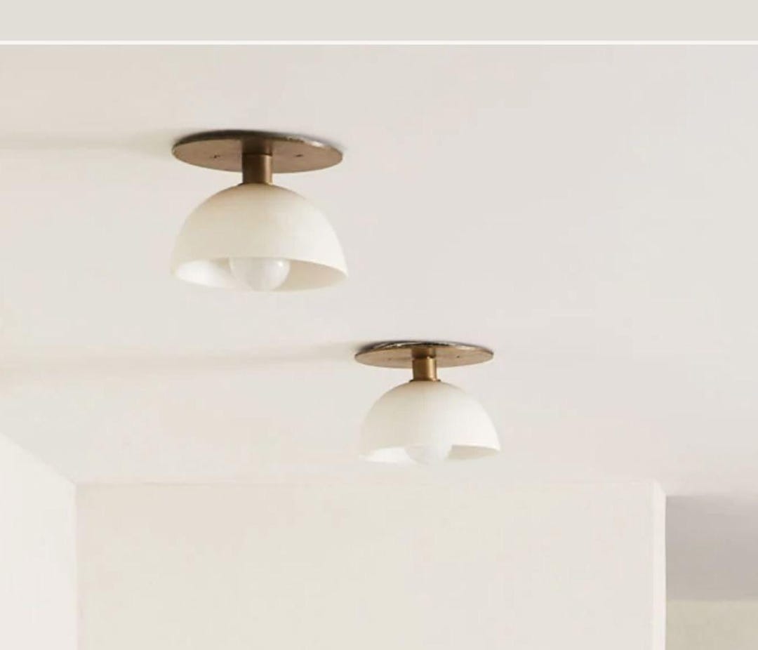 Small Single Kitchen Ceiling Light | Raw Brass Sputnik Flush Mount ...