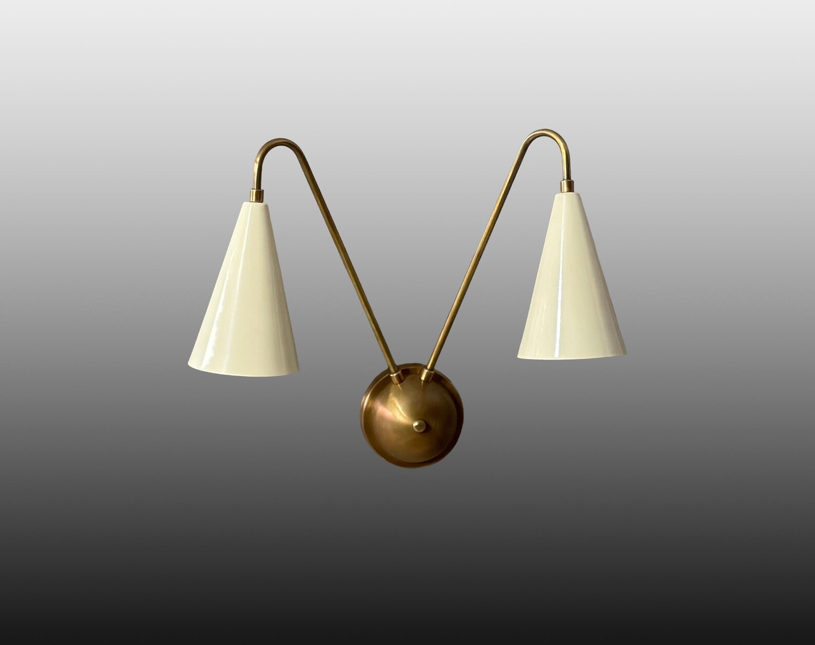 Handcrafted Brass Wall Lamp Double Cone Shape Sputnik Industrial Light ...