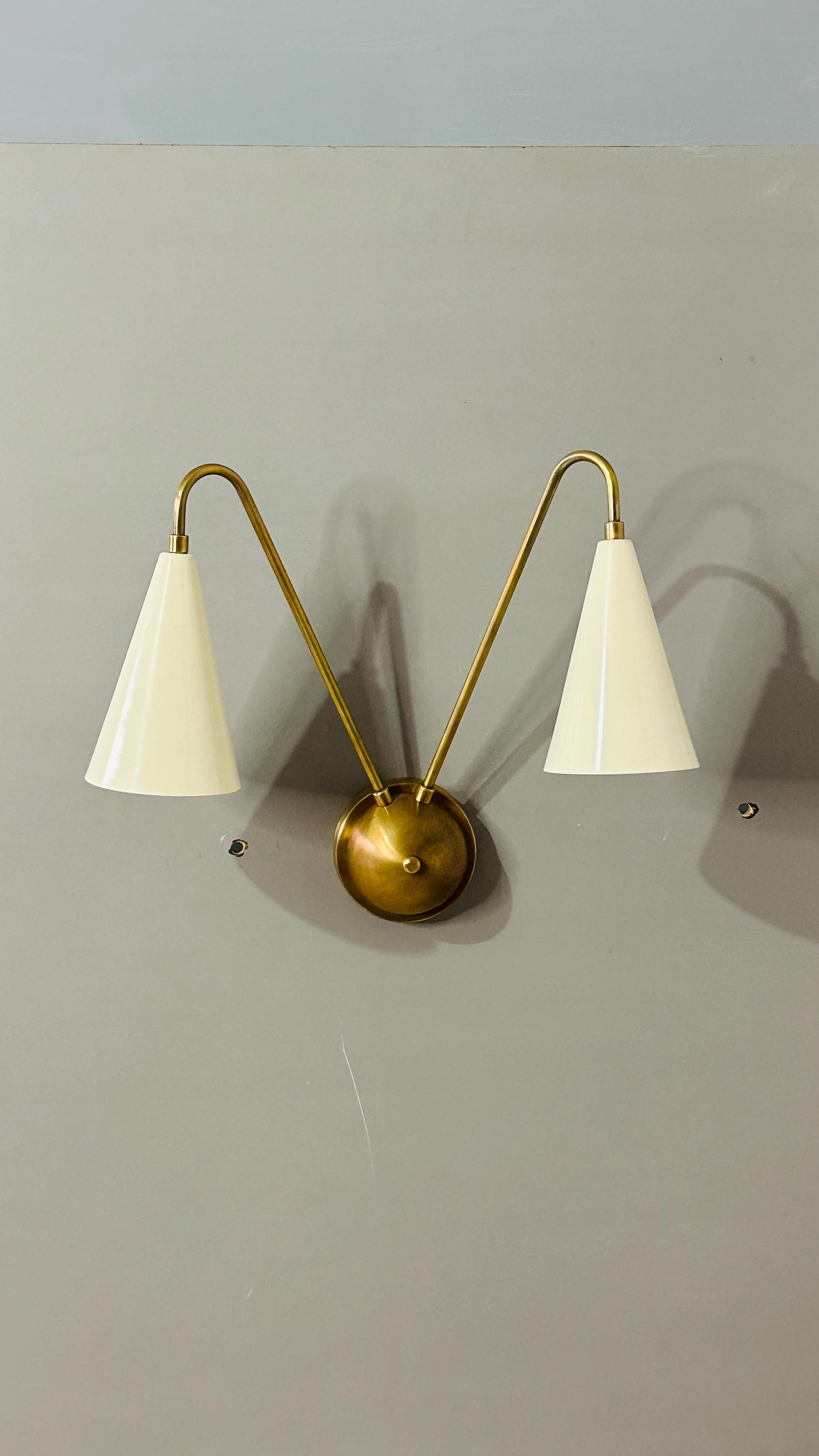 Handcrafted Brass Wall Lamp Double Cone Shape Sputnik Industrial Light ...