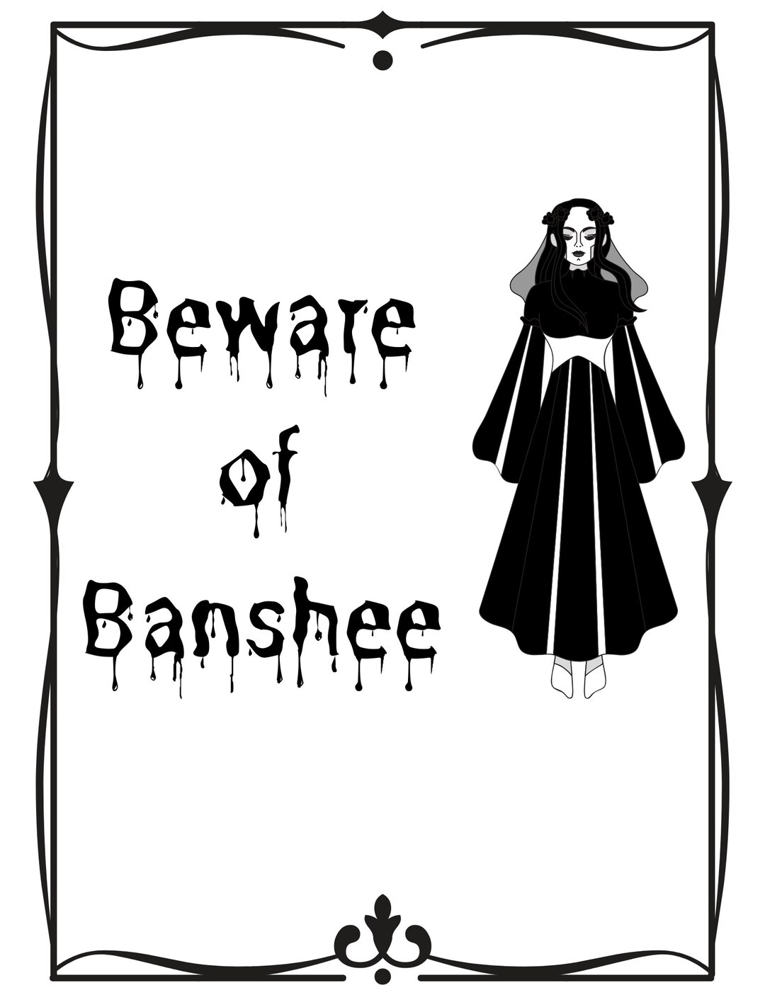 Beware of Banshee Printable Sign Creepy Cute Wall Art Cute - Etsy