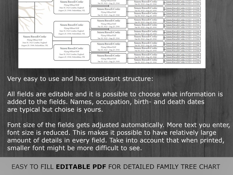 Family Tree Chart 9 Generation: Printable and Editable Genealogy ...