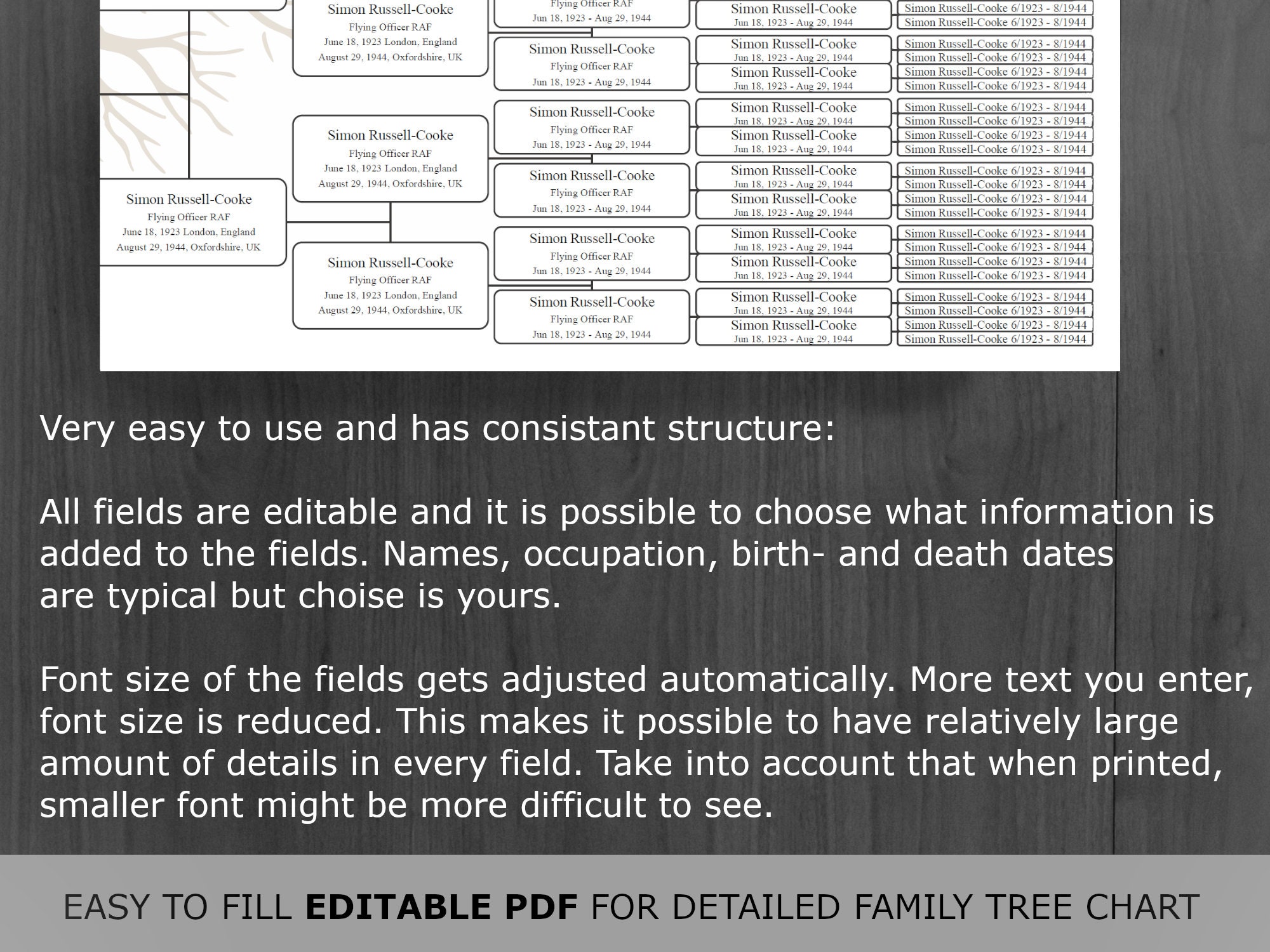 Family Tree Chart 9 Generation: Printable and Editable Genealogy ...