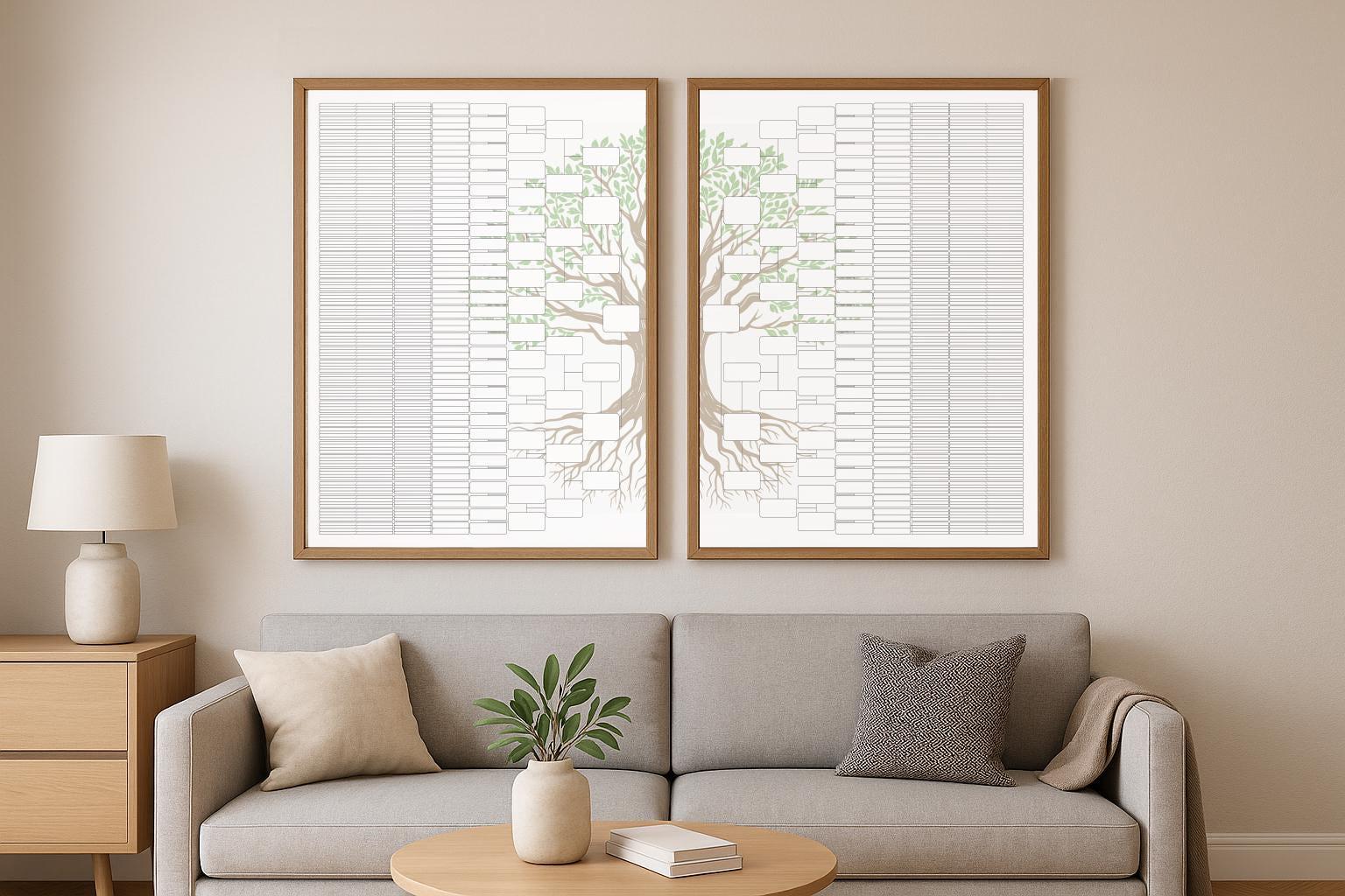 Divided 9 Generation Family Tree Chart With Children: Printable and ...