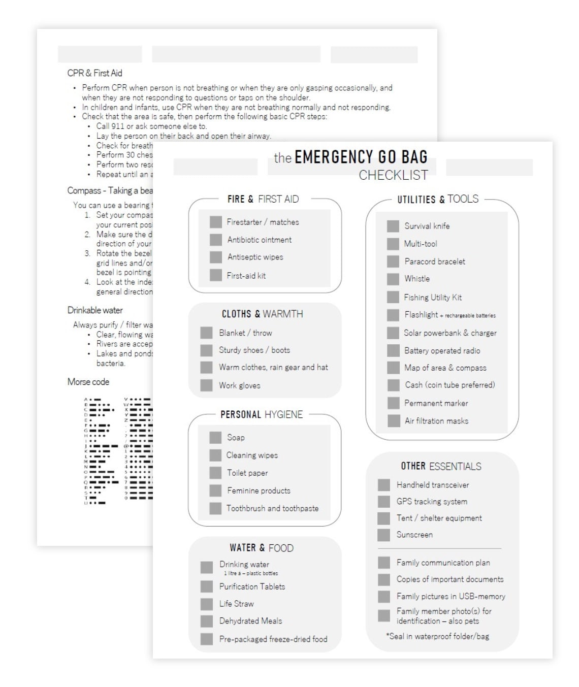 Printable Emergency Go Bag Checklist Disaster Prep Survival Bug Out Bag Printable Checklist Instant Printable Downloadable PDF Etsy UK
