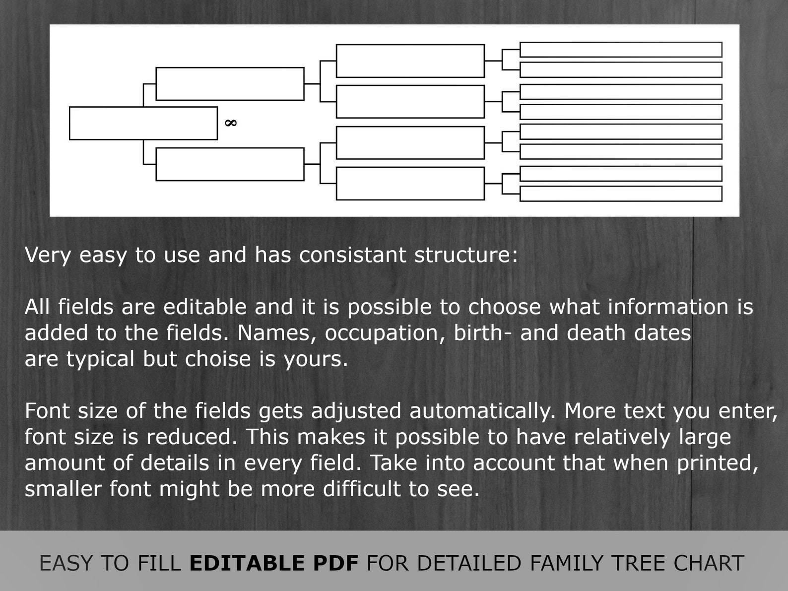 6 Generation Family Tree Chart: Printable and Editable Genealogy ...