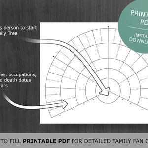 6 Generations Family Tree Fan Chart. Printable Family Tree Fan Chart ...