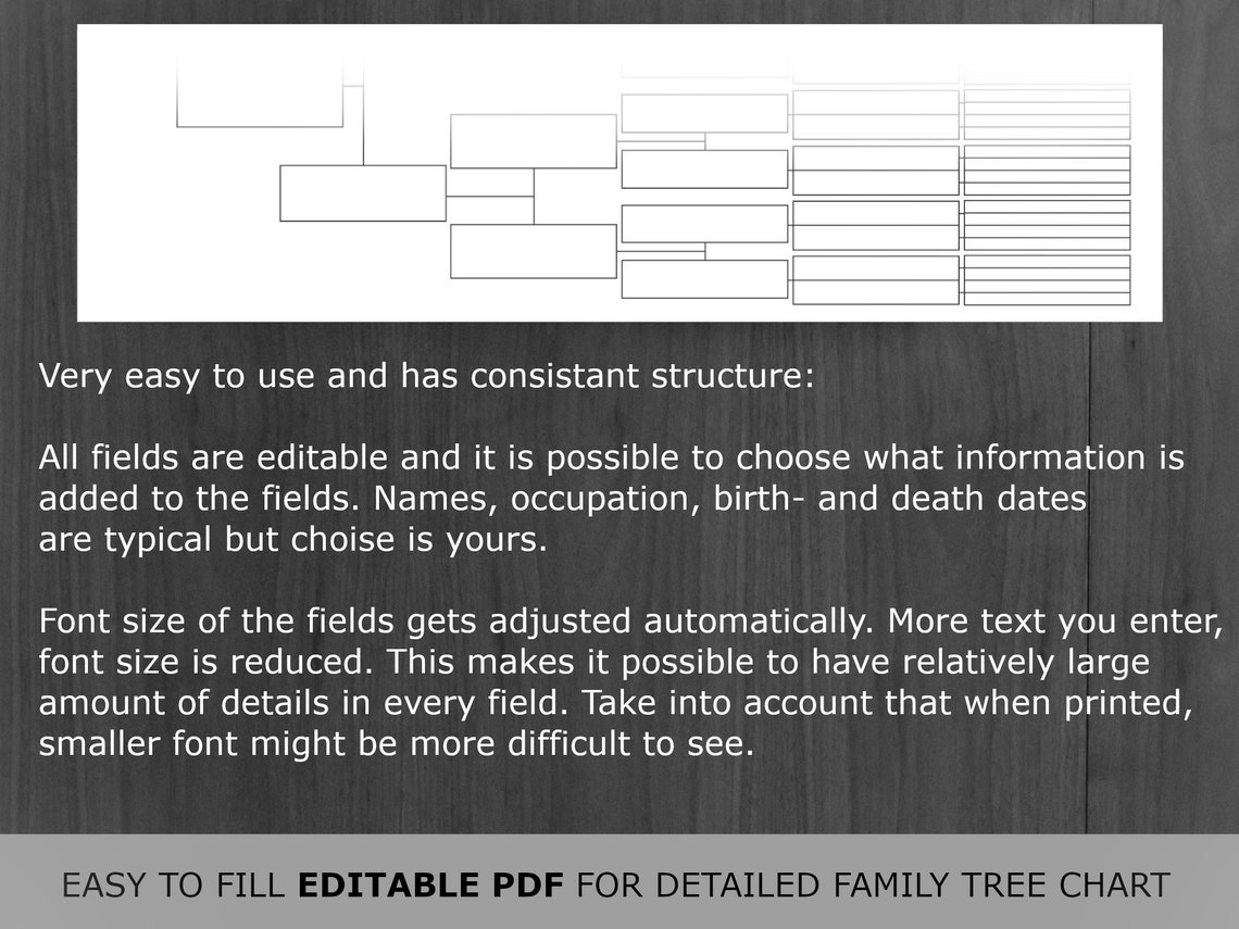 8 Generations Family Tree Chart. Printable and Editable Family Tree ...