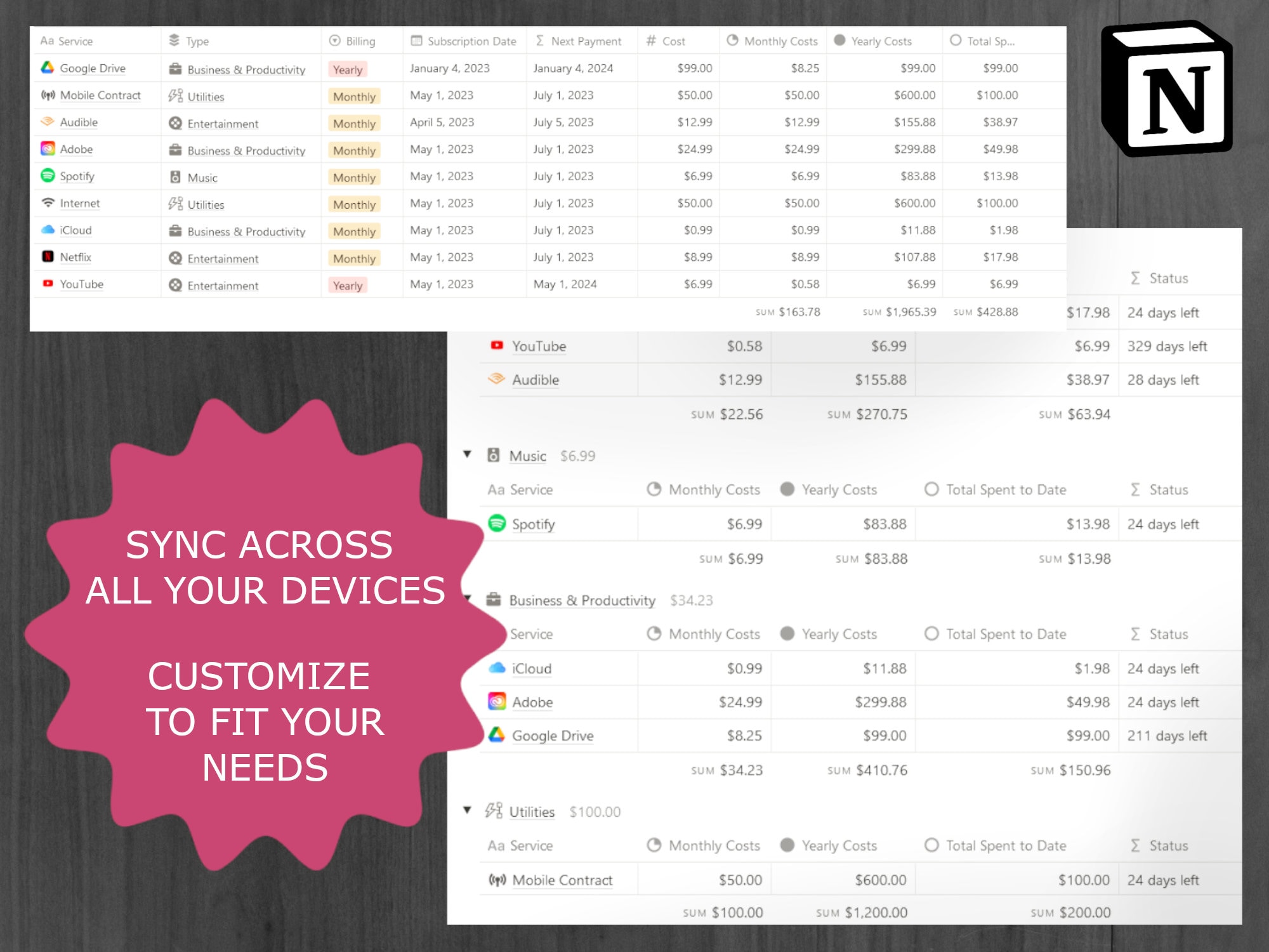 Notion Subscription Manager Template: Efficient Subscription Tracker ...