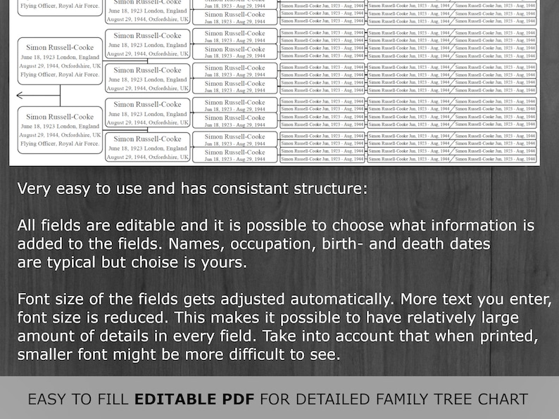 Family Tree Chart 10 Generation: Printable and Editable Genealogy ...