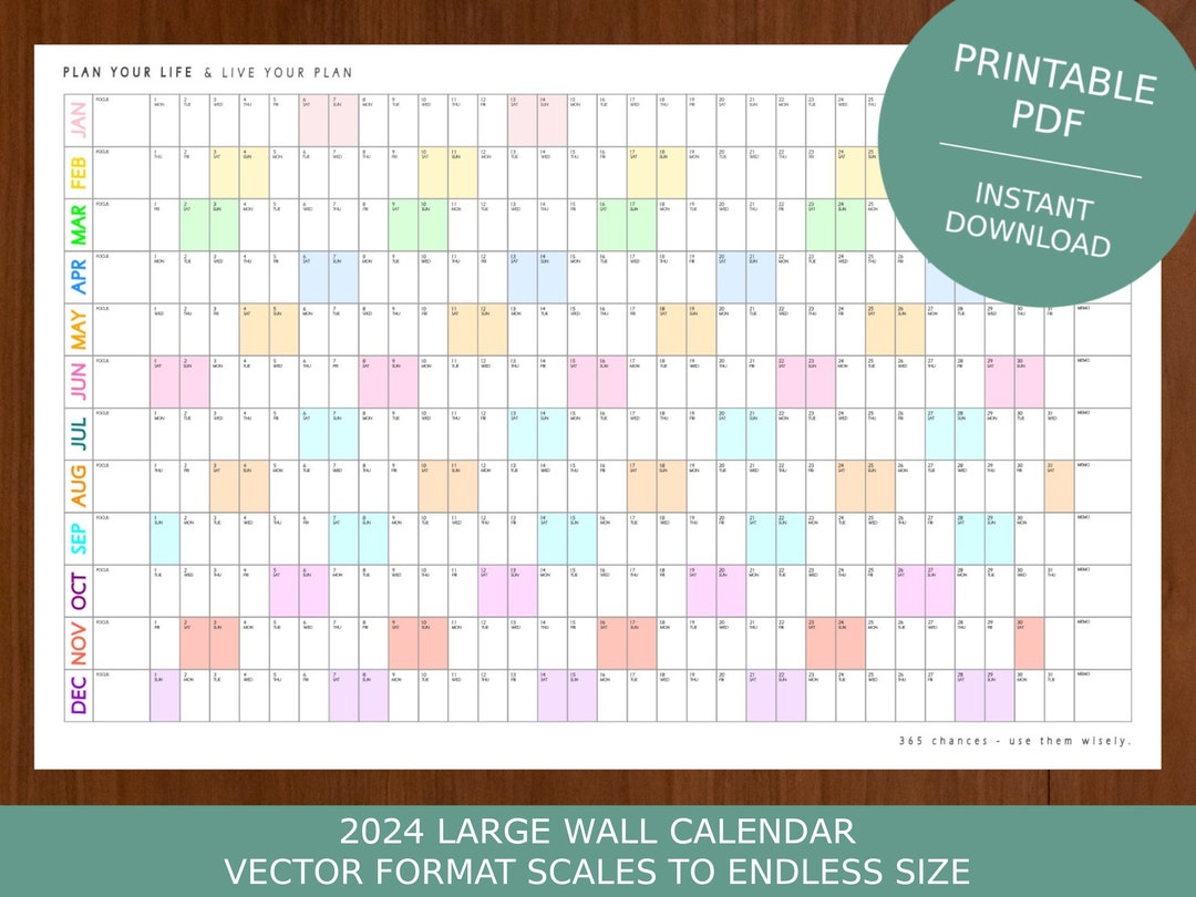 Printable Wall Calendar 2024 2024 Year Planner Monthly Planner Daily ...