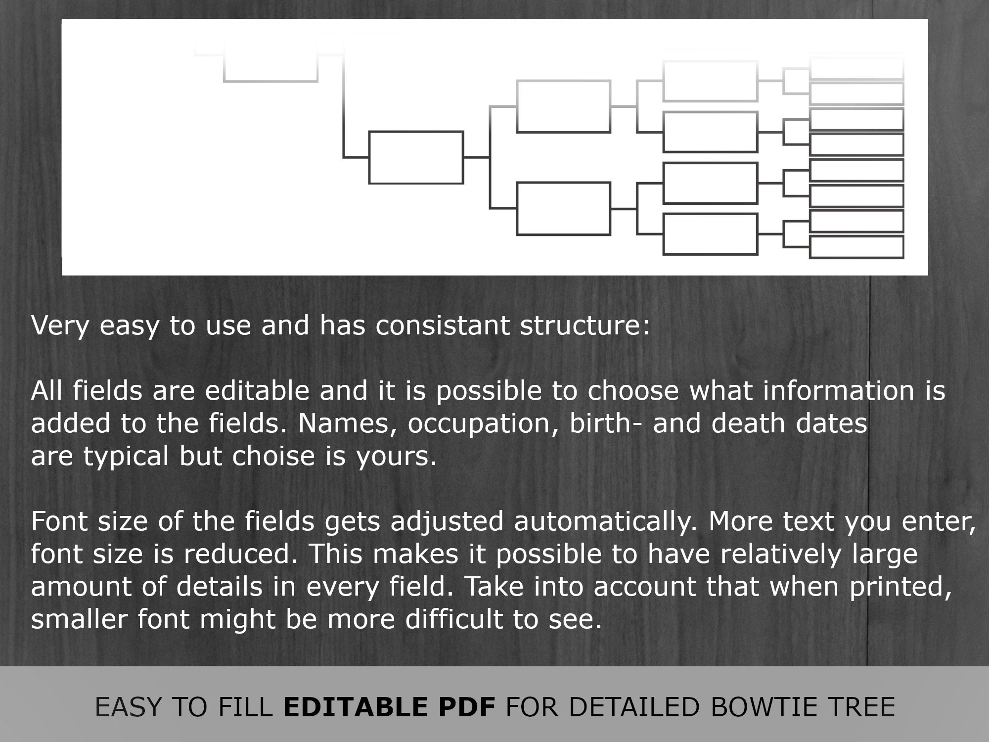 9 Generations Bowtie Tree Template. Printable and Editable Bowtie Tree ...