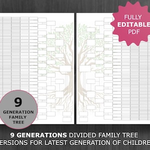 Family Tree Template 9 Children - Etsy