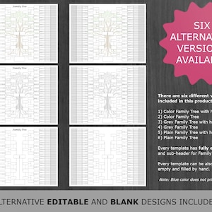 Family Tree Chart 9 Generation: Printable and Editable Genealogy ...
