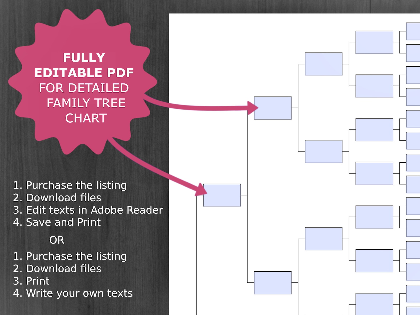 9 Generation Family Tree Chart: Printable and Editable Genealogy ...