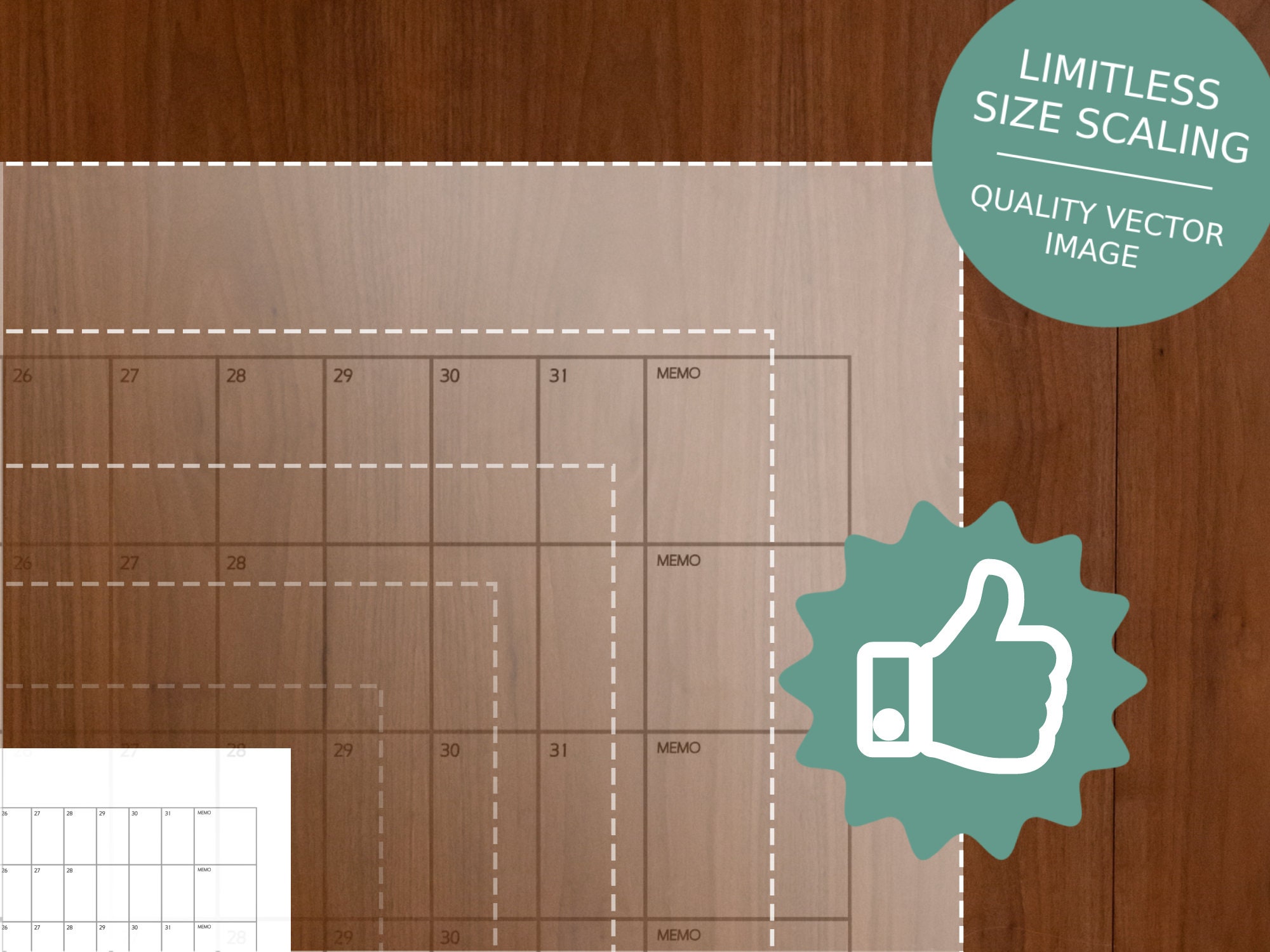 Universal Wall Calendar Printable Digital PDF Giant Download Planner ...
