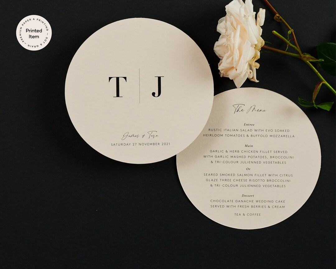 The Circle Menu - the Santa Rosa Collection. Printed Wedding Stationery ...