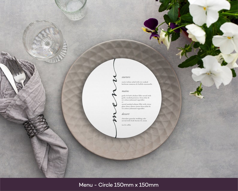 Menú redondo impreso / Menú de boda circular personalizado - Etsy México