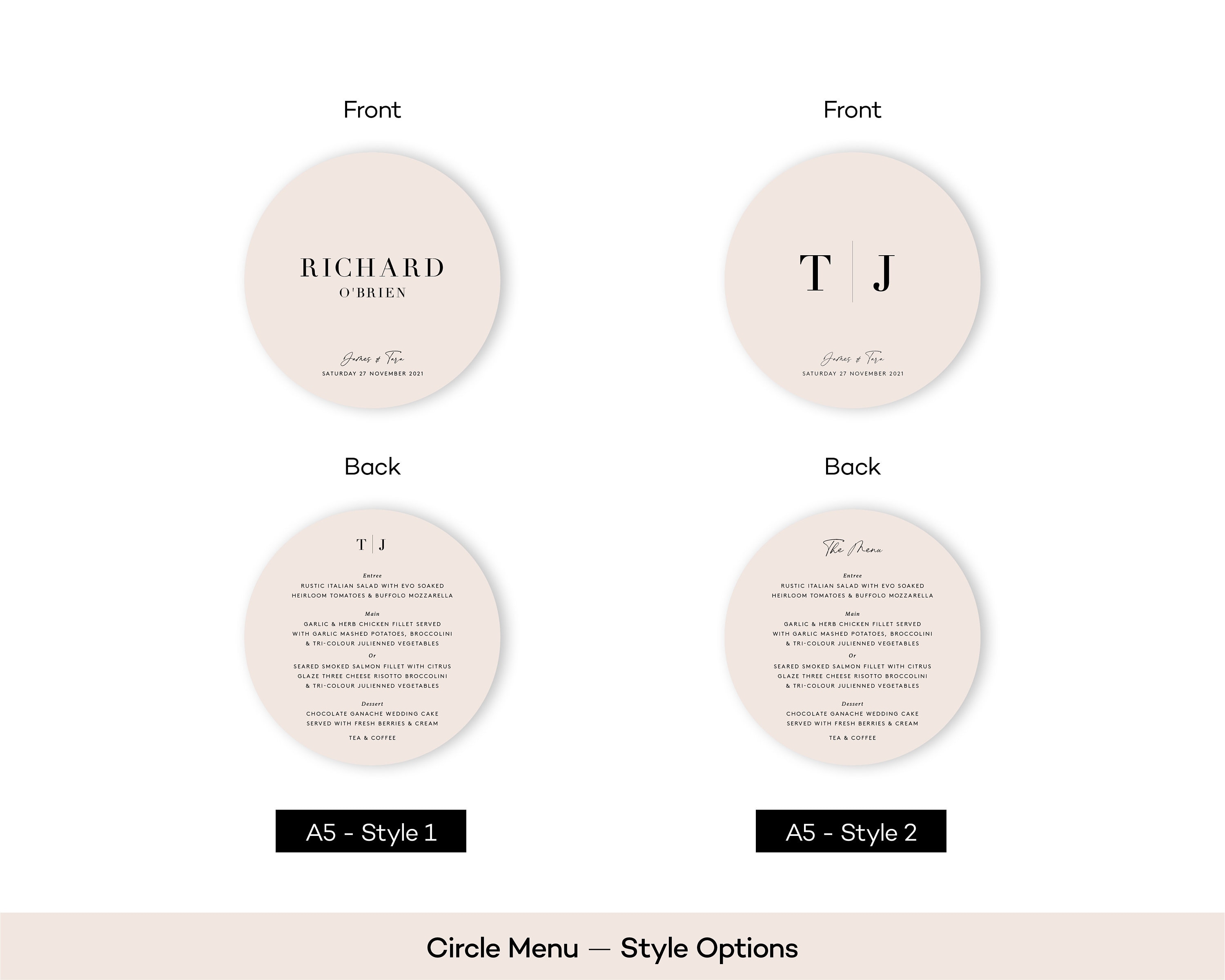 The Circle Menu the Santa Rosa Collection. Printed Wedding - Etsy
