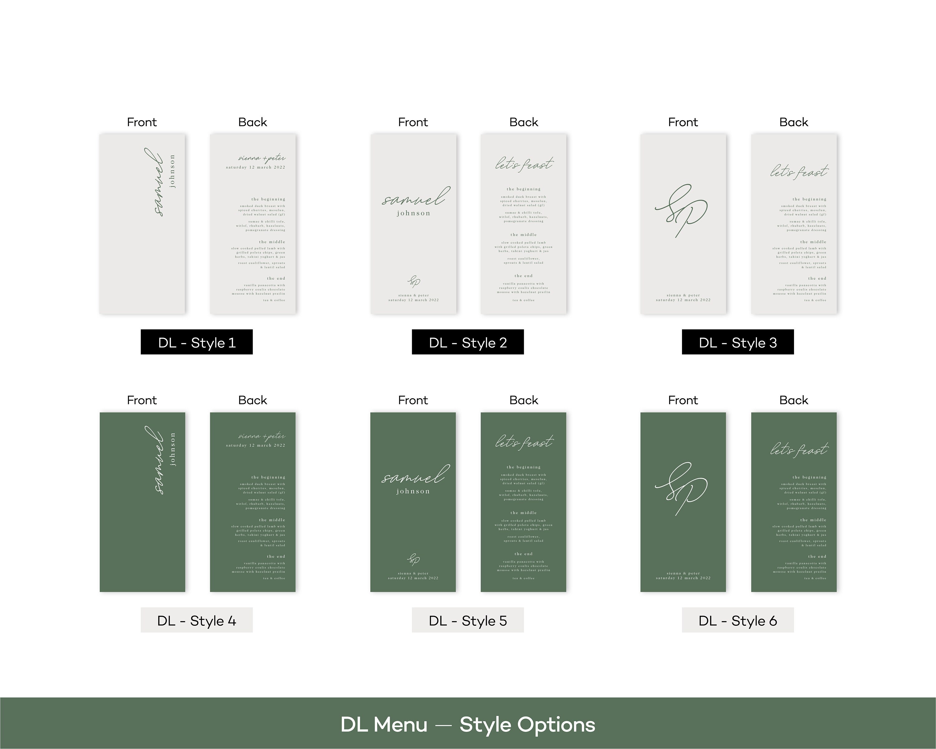 The DL Menu the Hunter Valley Collection. Printed Wedding | Etsy Australia