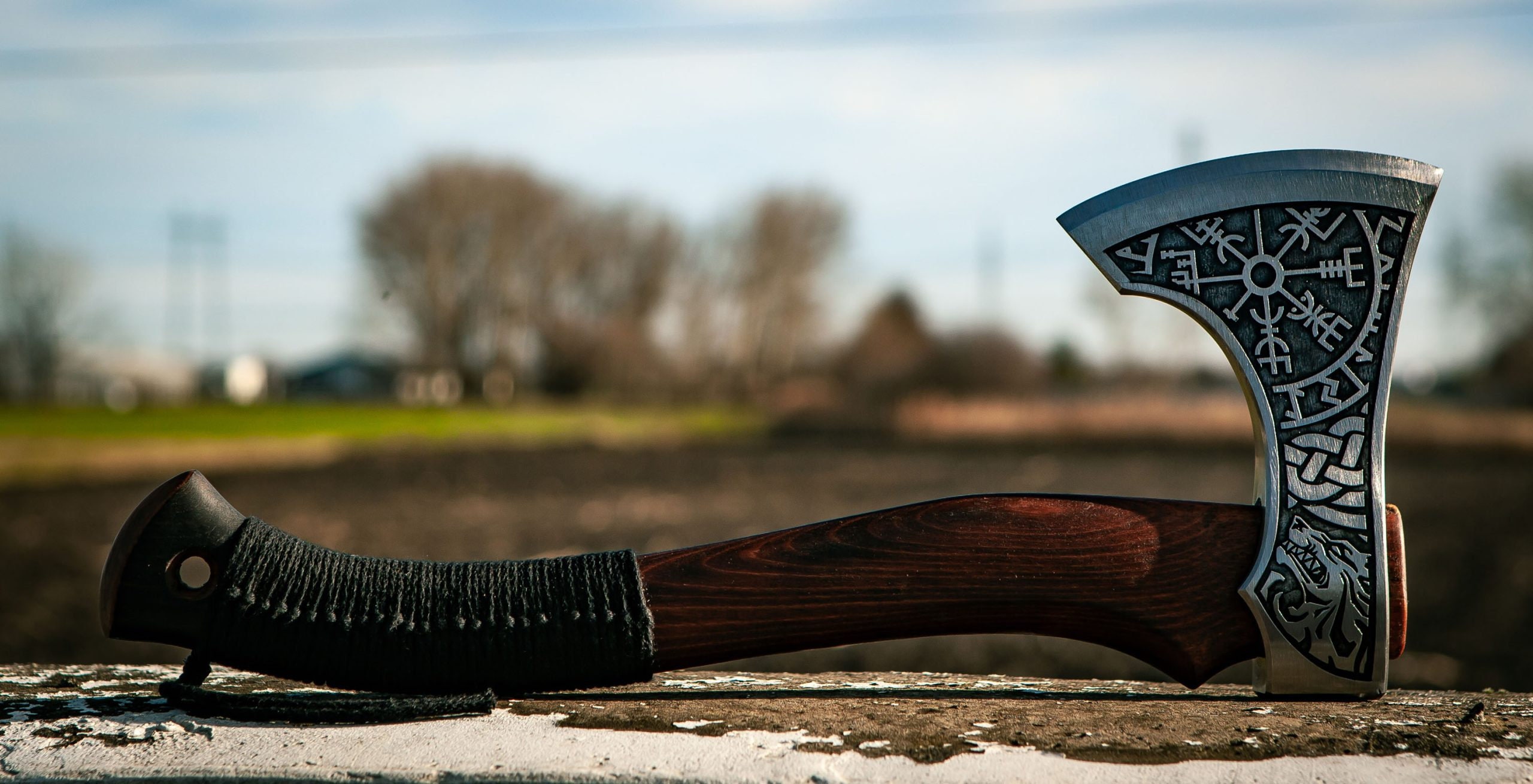 Handmade Viking Axe Fenrir and Vegvisir, Handmade Axe With Hand ...