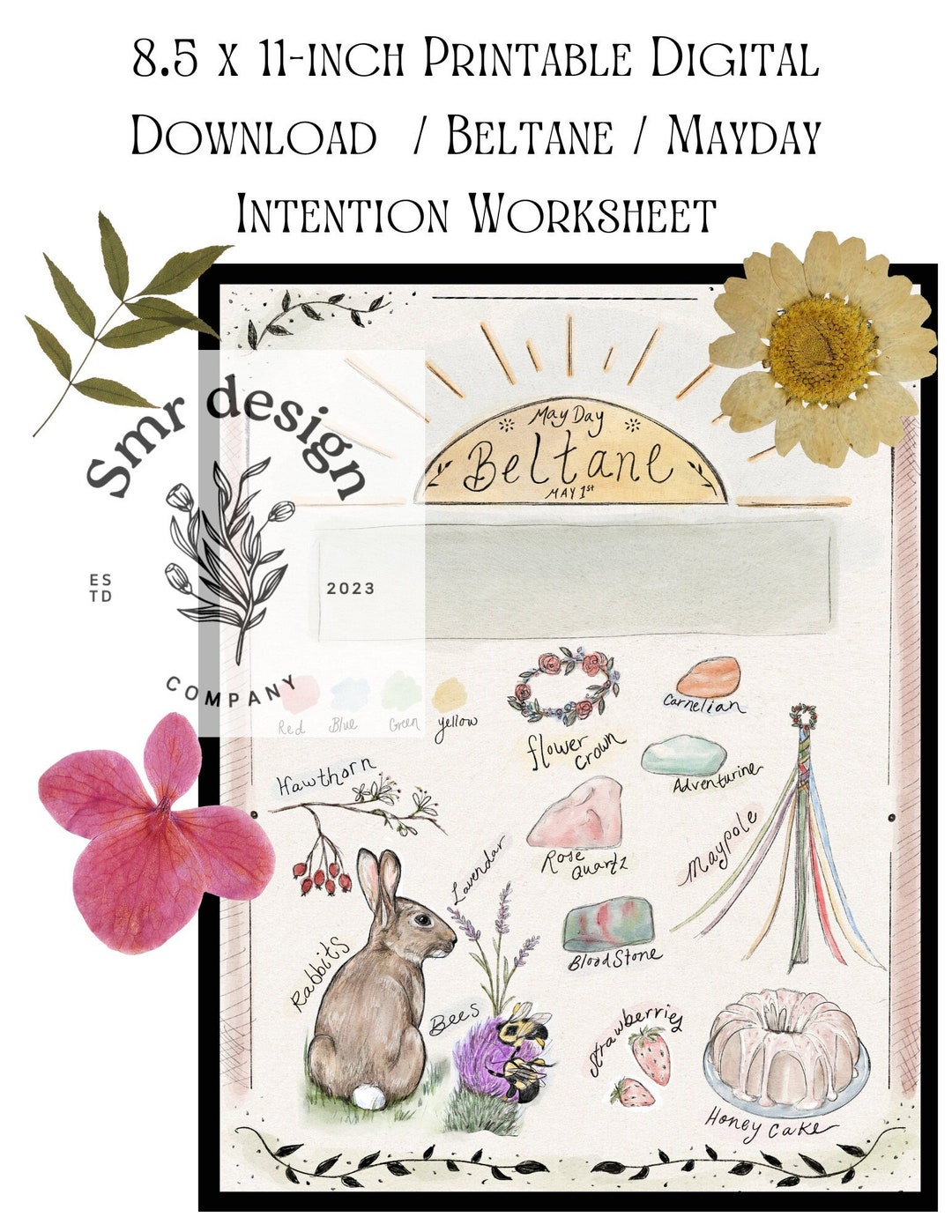 Beltane Printable Artwork Intention Worksheet / May Day Celebration ...