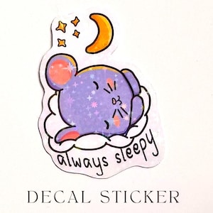 Sleepy Mouse Sticker, Cute Purple Decal, Laptop, Notebook - Etsy