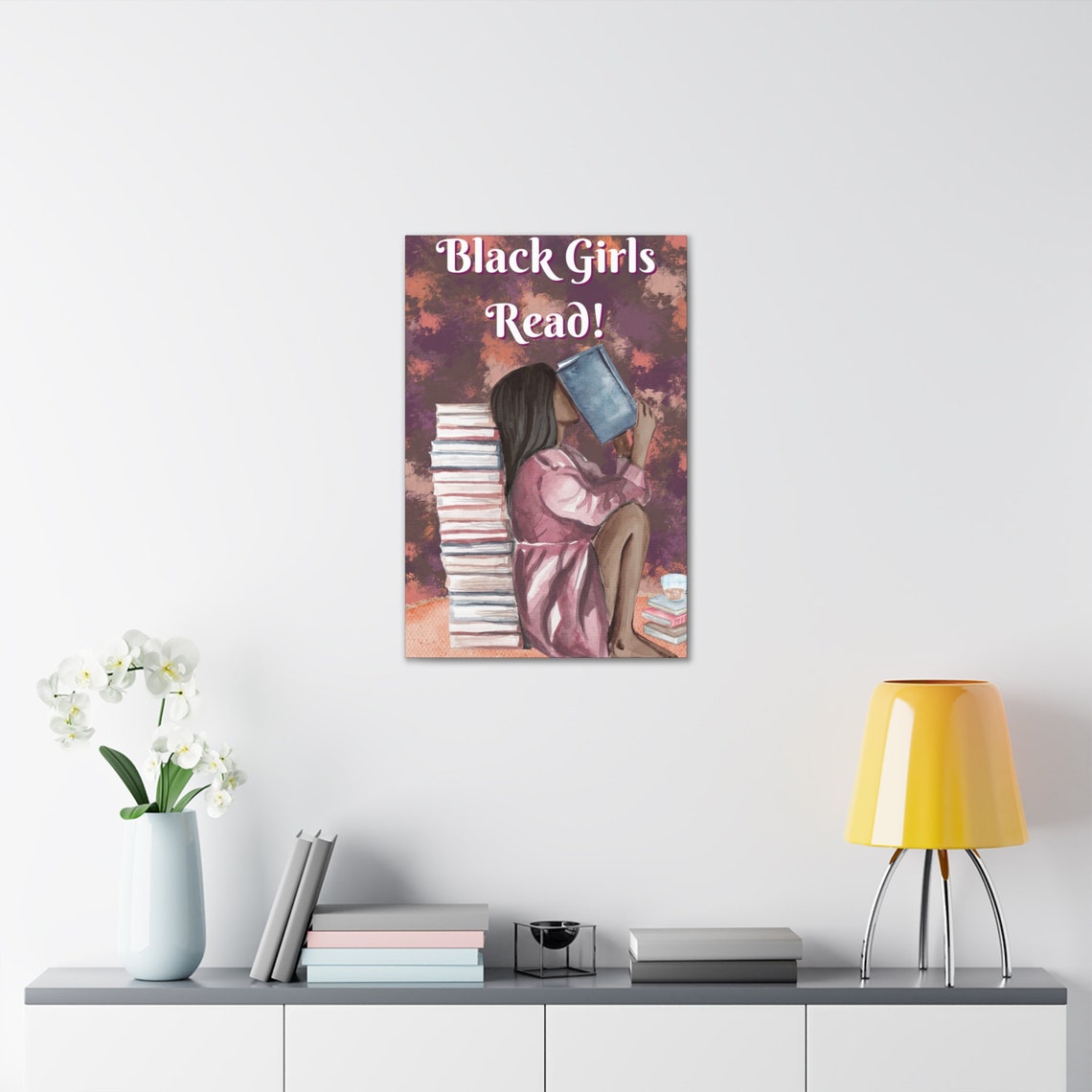 20x30 Black Girls Read Wall Canvas Artwork for African American Book ...