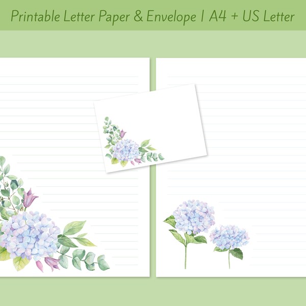 Hydrangea Printable Stationery - Etsy
