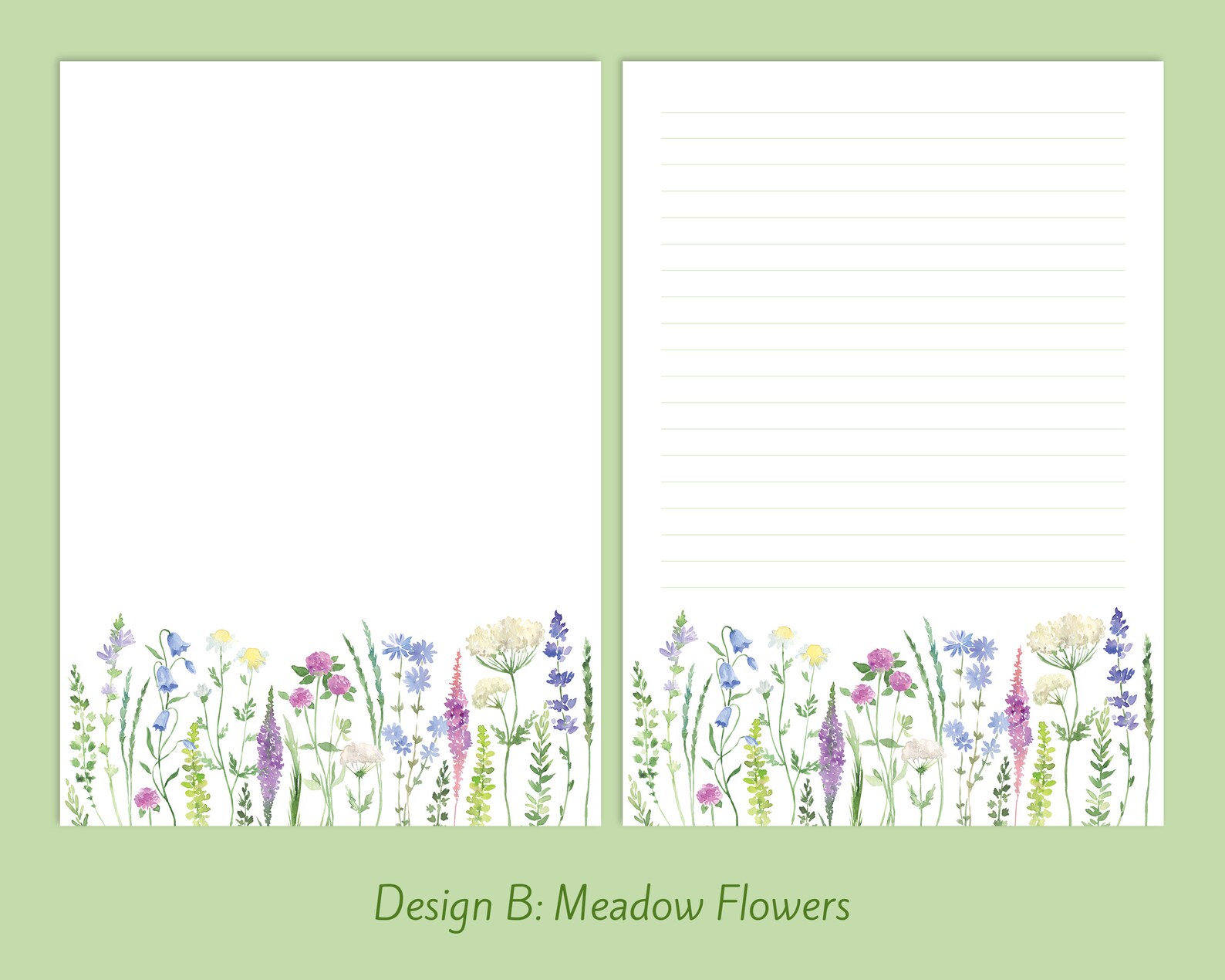Printable Floral Letter Paper With Watercolor Wildflowers in - Etsy