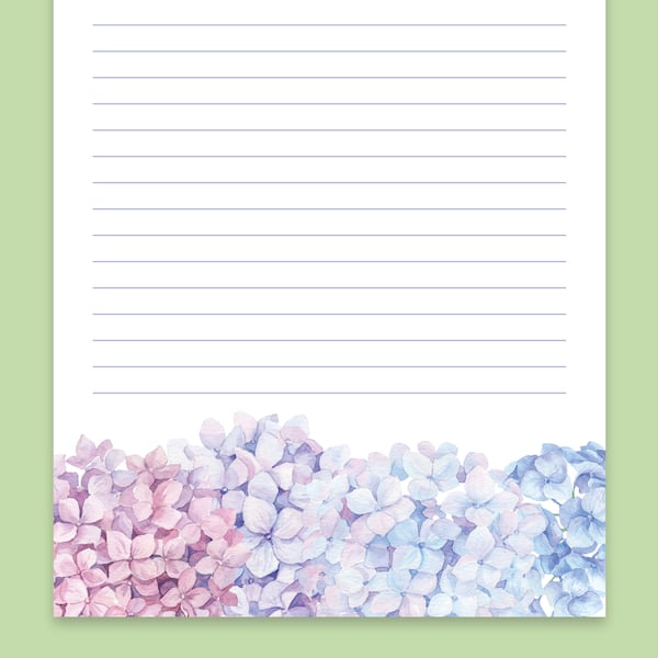 Hydrangea Printable Stationery - Etsy