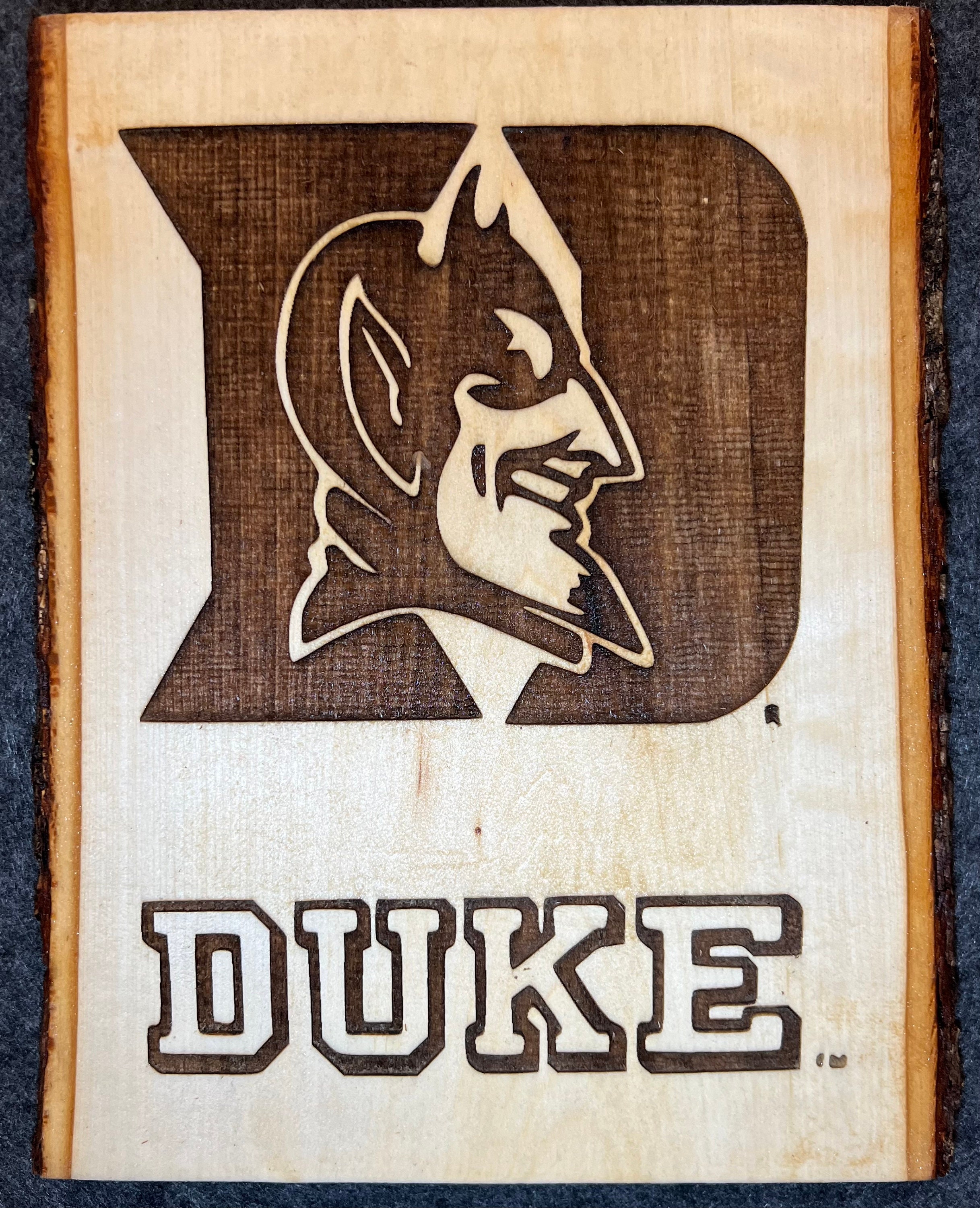Duke University, Blue Devils Logo, Laser Engraved on Live Edgewood - Etsy