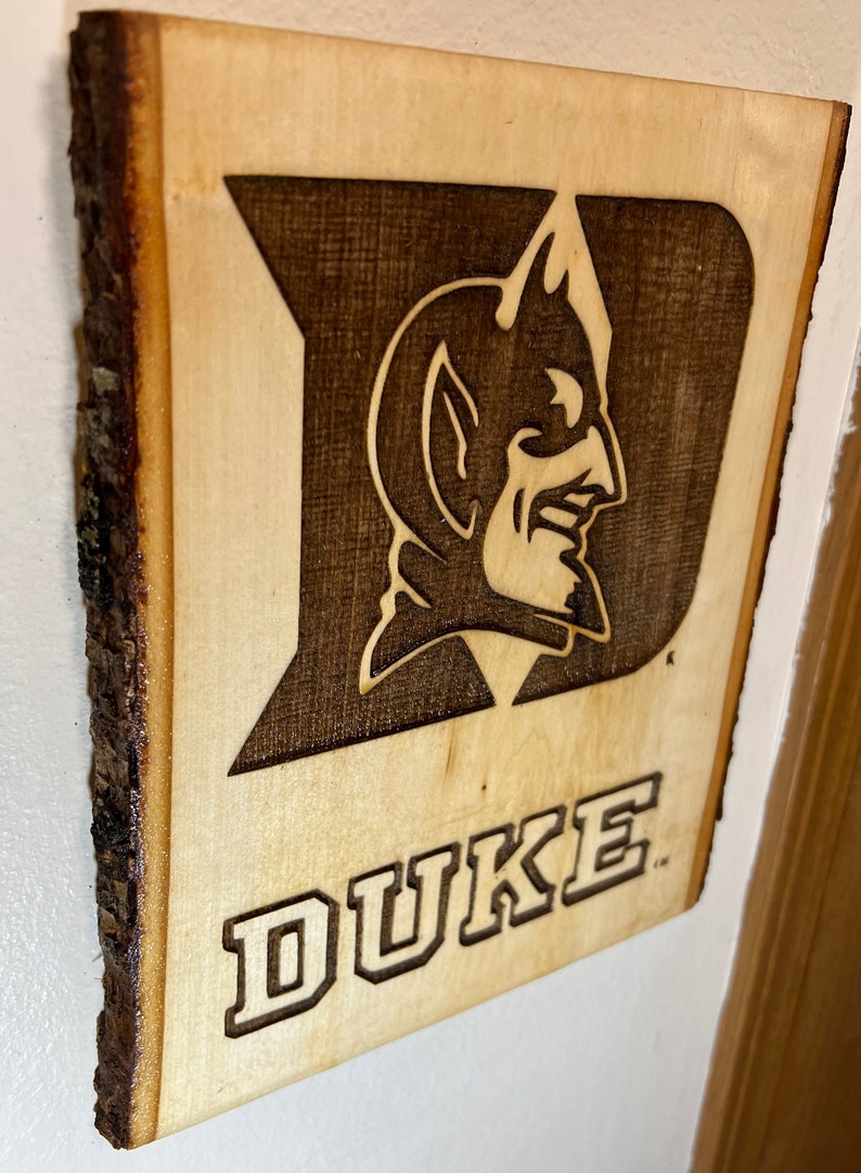 Duke University, Blue Devils Logo, Laser Engraved on Live Edgewood - Etsy
