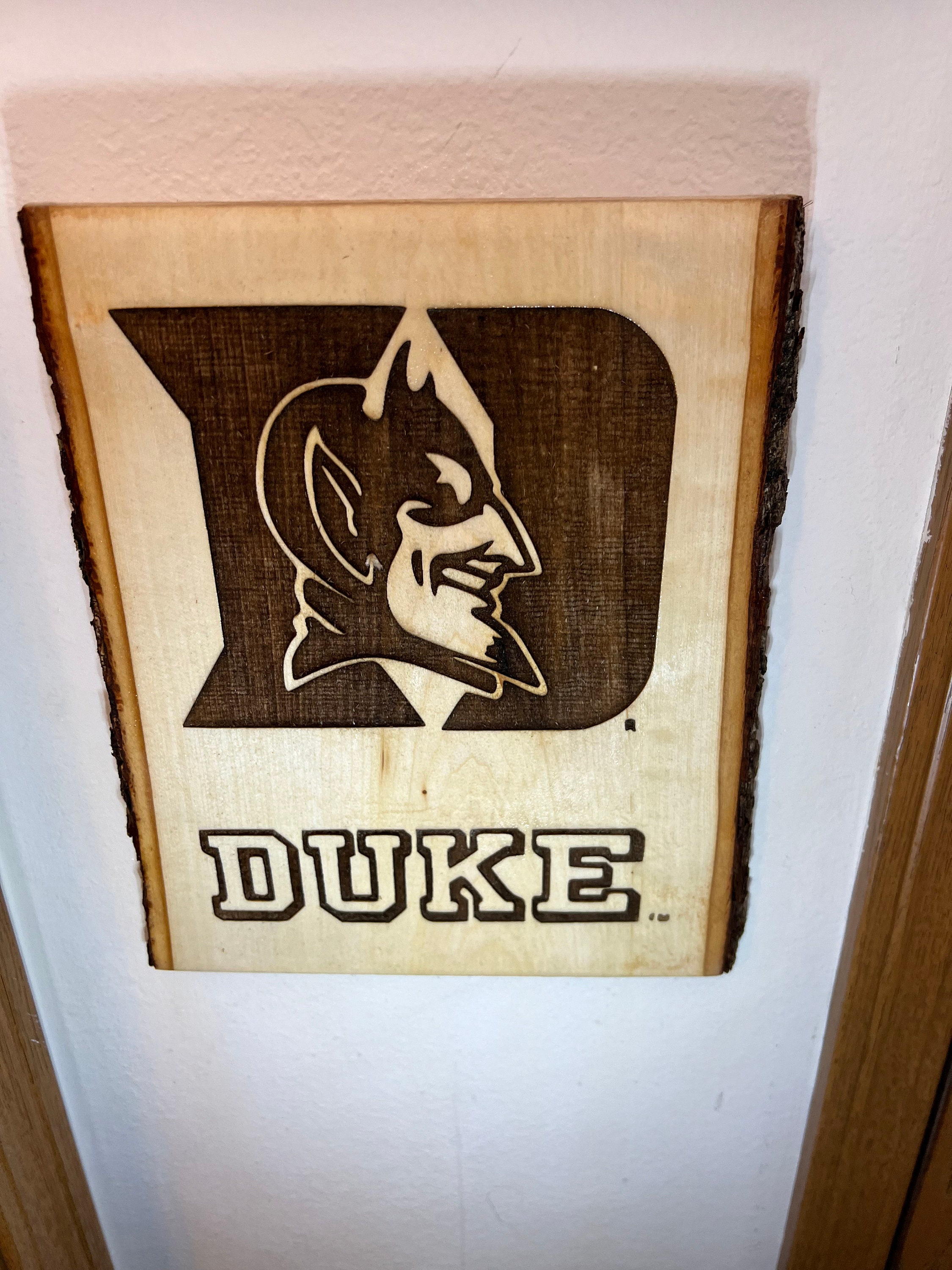 Duke University, Blue Devils Logo, Laser Engraved on Live Edgewood - Etsy