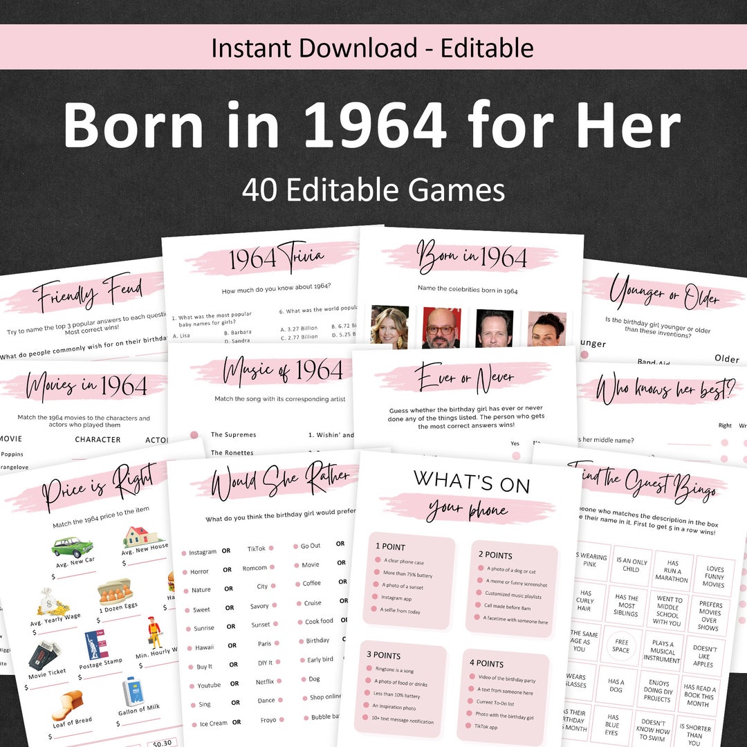 60th Birthday Games for Women 60th Birthday Party Games for Her Born in ...