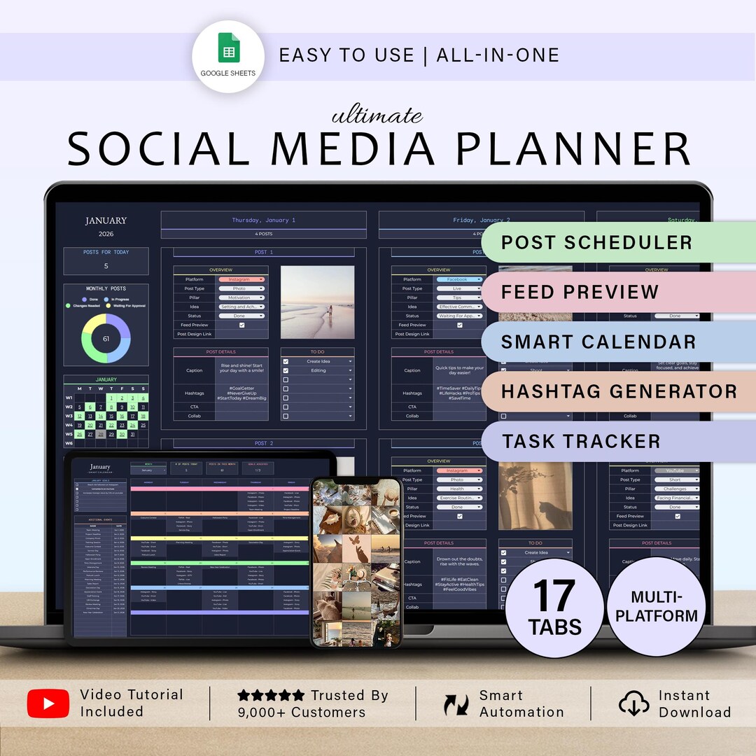 Social Media Planner Content Planner Content Calendar Content Creator ...