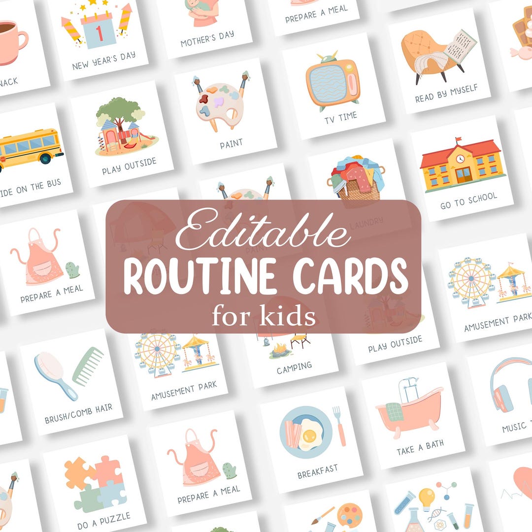 Daily Routine Cards Visual Schedule Toddler Routine Chart for Kids ...