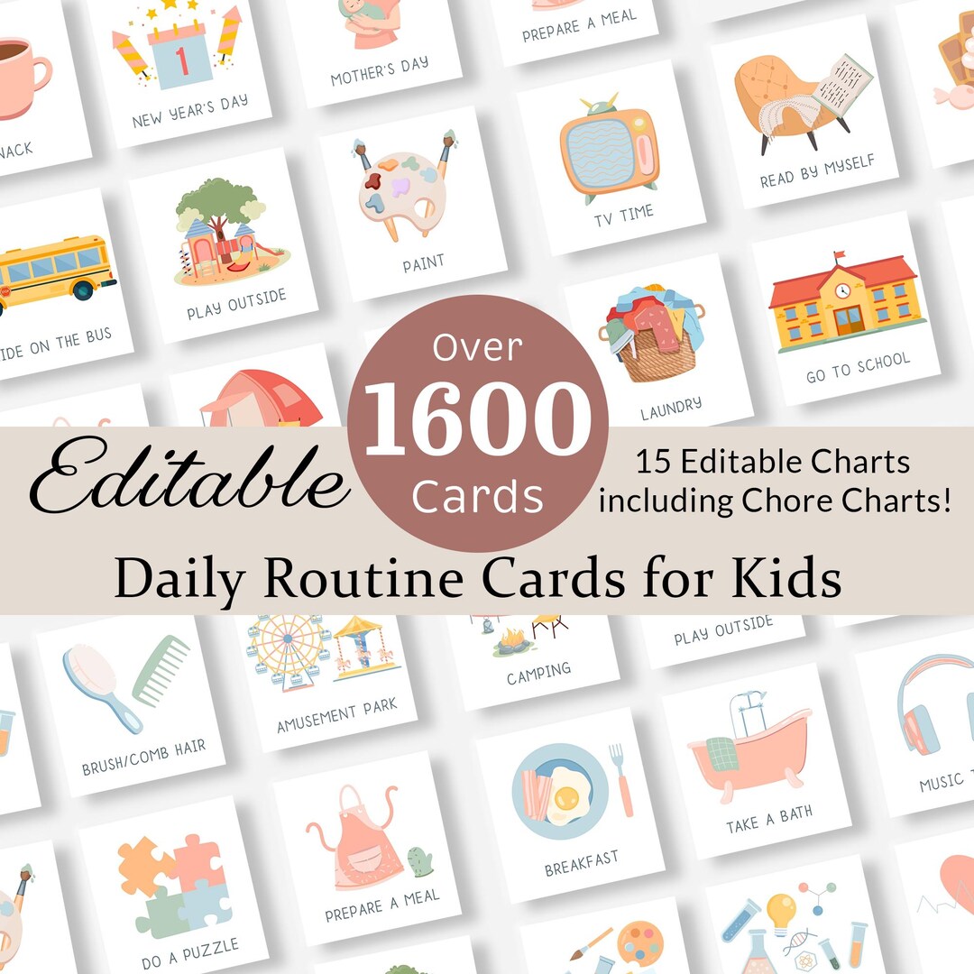 Daily Routine Cards Visual Schedule Toddler Routine Chart for Kids ...