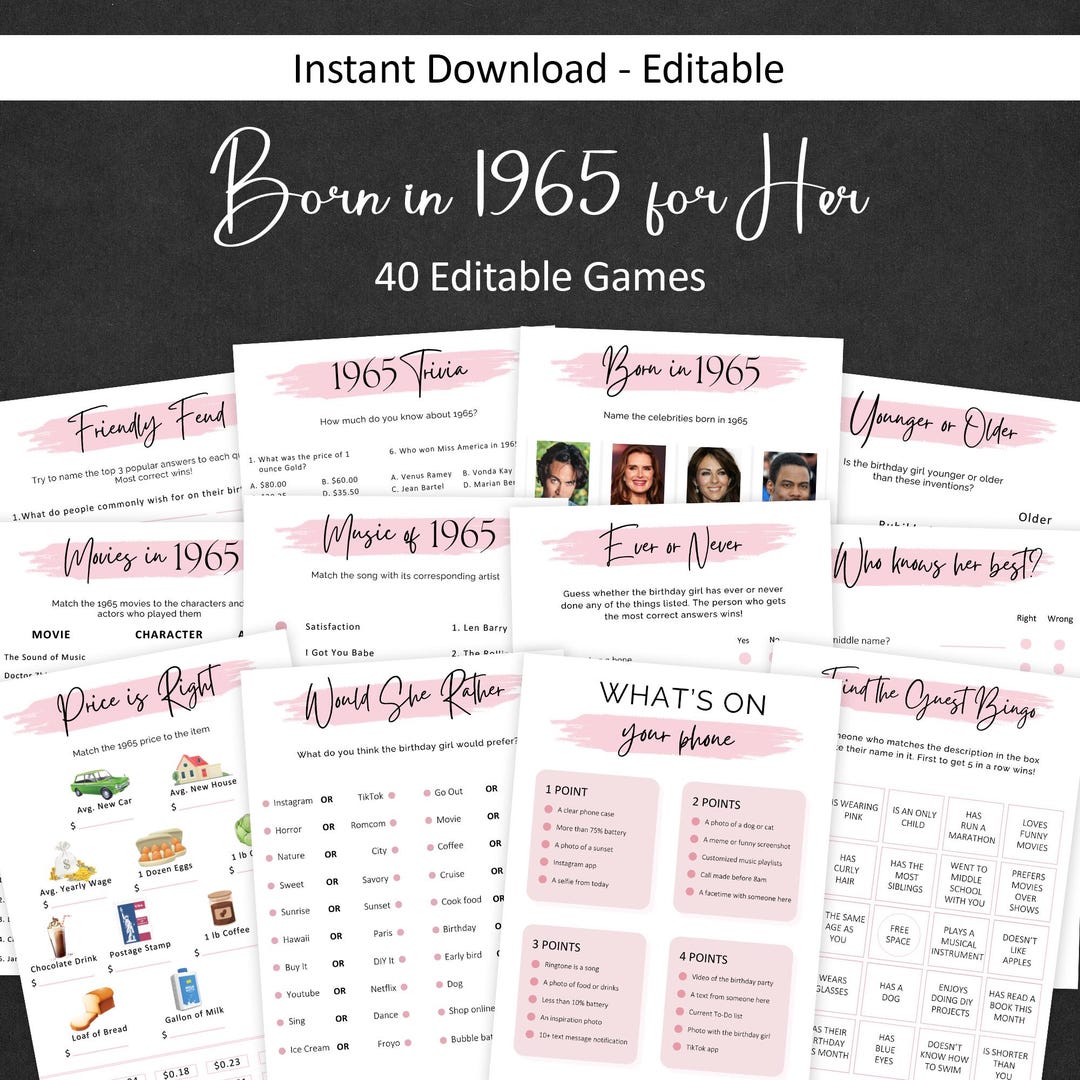 61st Birthday Games for Women 61 Birthday Party Games for Her Born in ...