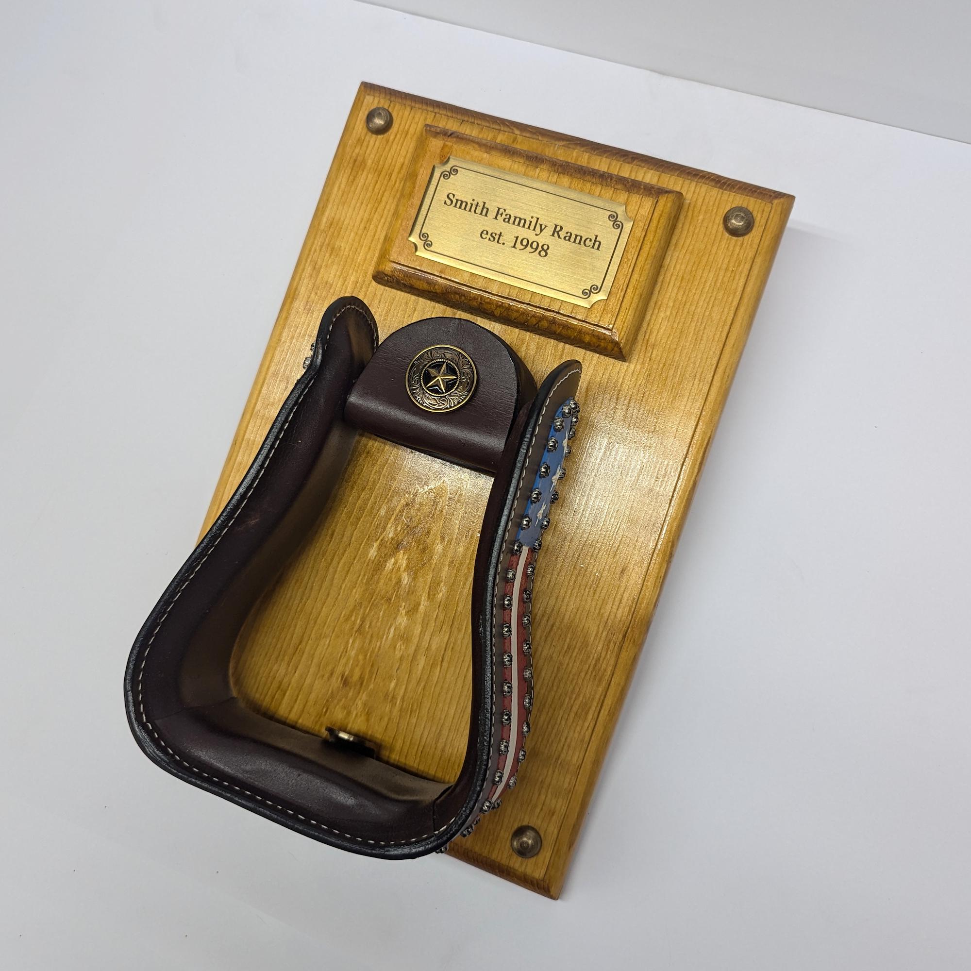 Customizable Western Stirrup Door Knocker - Dark Wood With Gold - Etsy