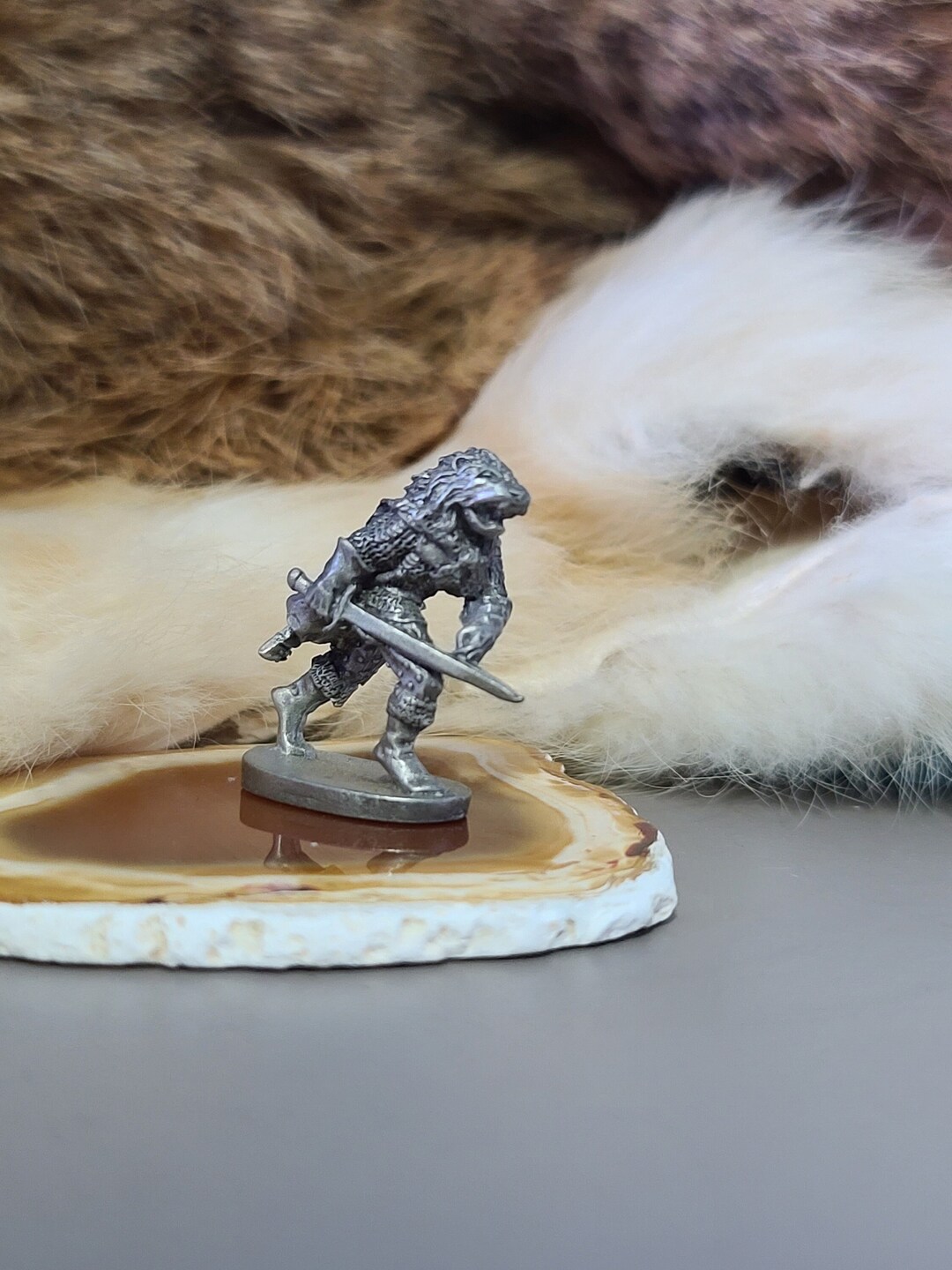 Vtg Warlords 10-414 Ral Partha Pewter Beastlord Bear Wolf Warrior Lion ...