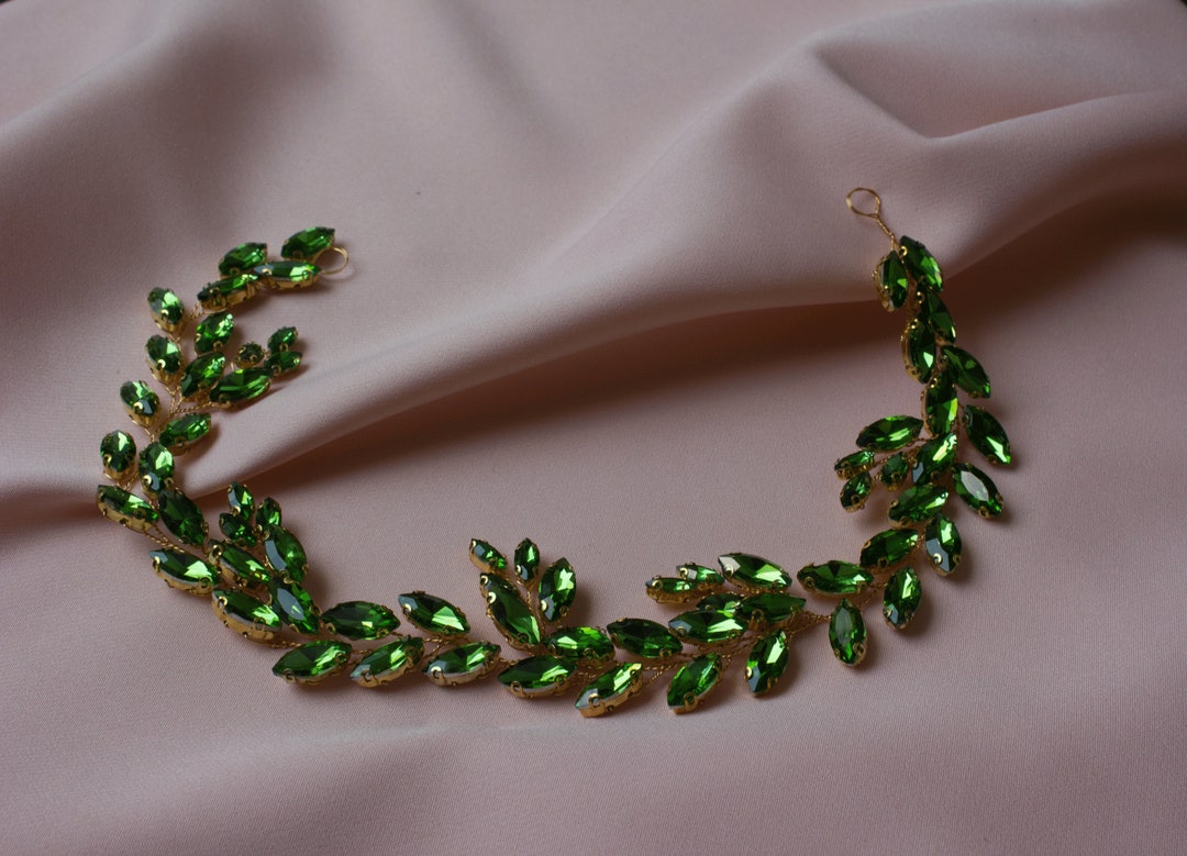 Imani Green Bridal Hair Vine Green Wedding Hair Vine Wedding Green ...