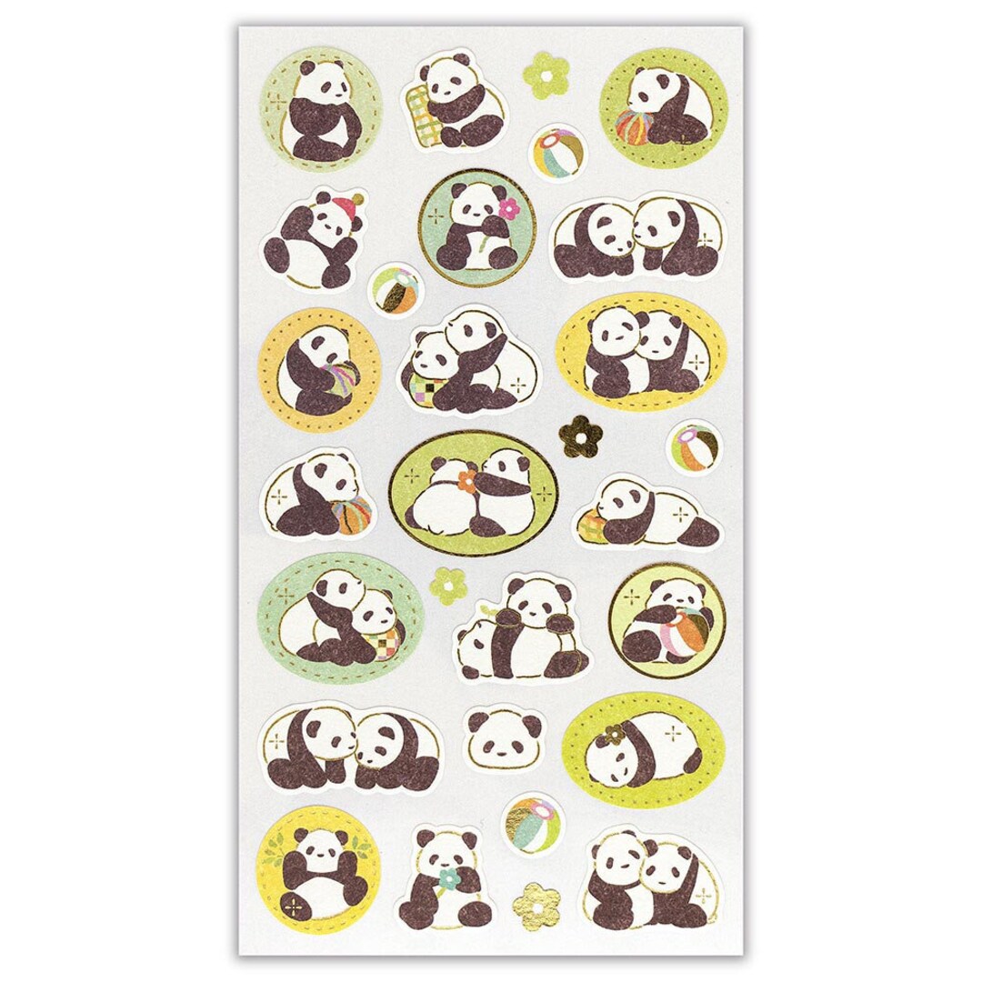 WANOWA Japanese Style Panda Sticker With Gold Leaf Shine - Kawaii ...