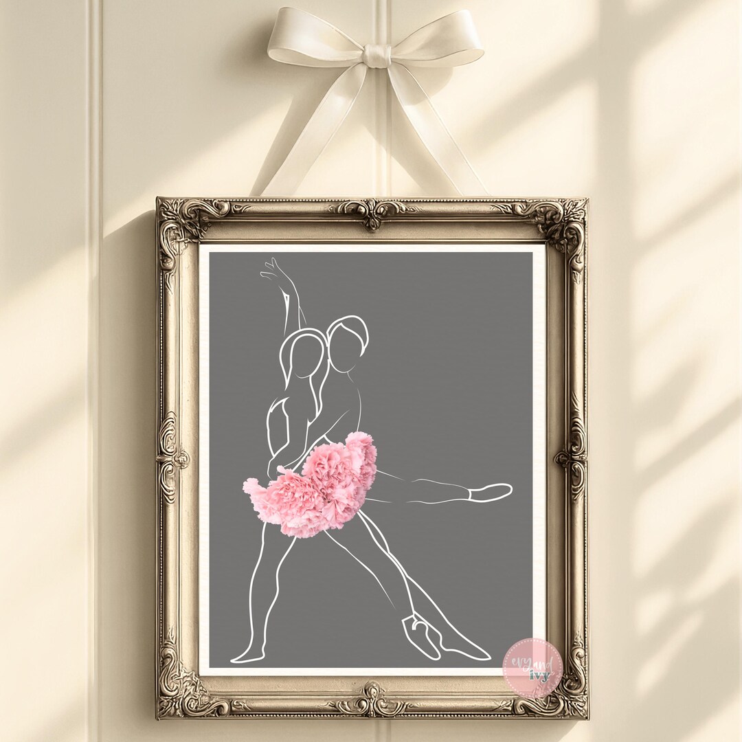 Pink Floral Ballet Dancers Art Print: Modern Botanical Dance ...