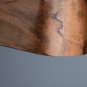 Walnut Wood Linear Pendant Light , Curved Edge Minimalist Modern Wood ...