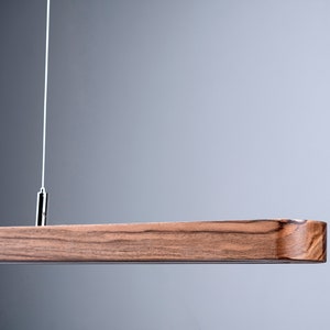 Walnut Wood Linear Pendant Light , Curved Edge Minimalist Modern Wood ...