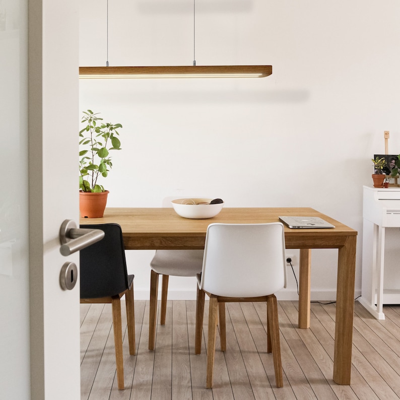 Walnut Wood Linear Pendant Light Curved Edge Minimalist - Etsy