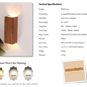 Walnut Wooden Sconce Lamp , Wood Wall Sconces , Industrial Decor ...