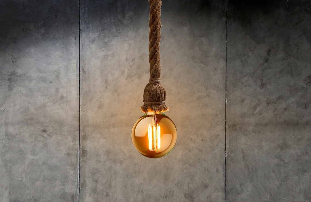 Hemp Natural Rope Vintage Retro Pendant Light | Handmade Rope Lights ...