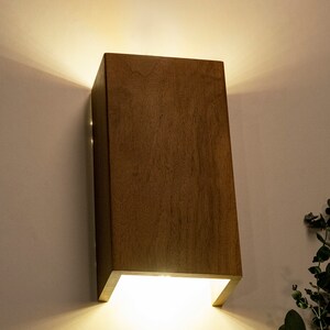 Walnut Wooden Sconce Lamp , Wood Wall Sconces , Industrial Decor ...